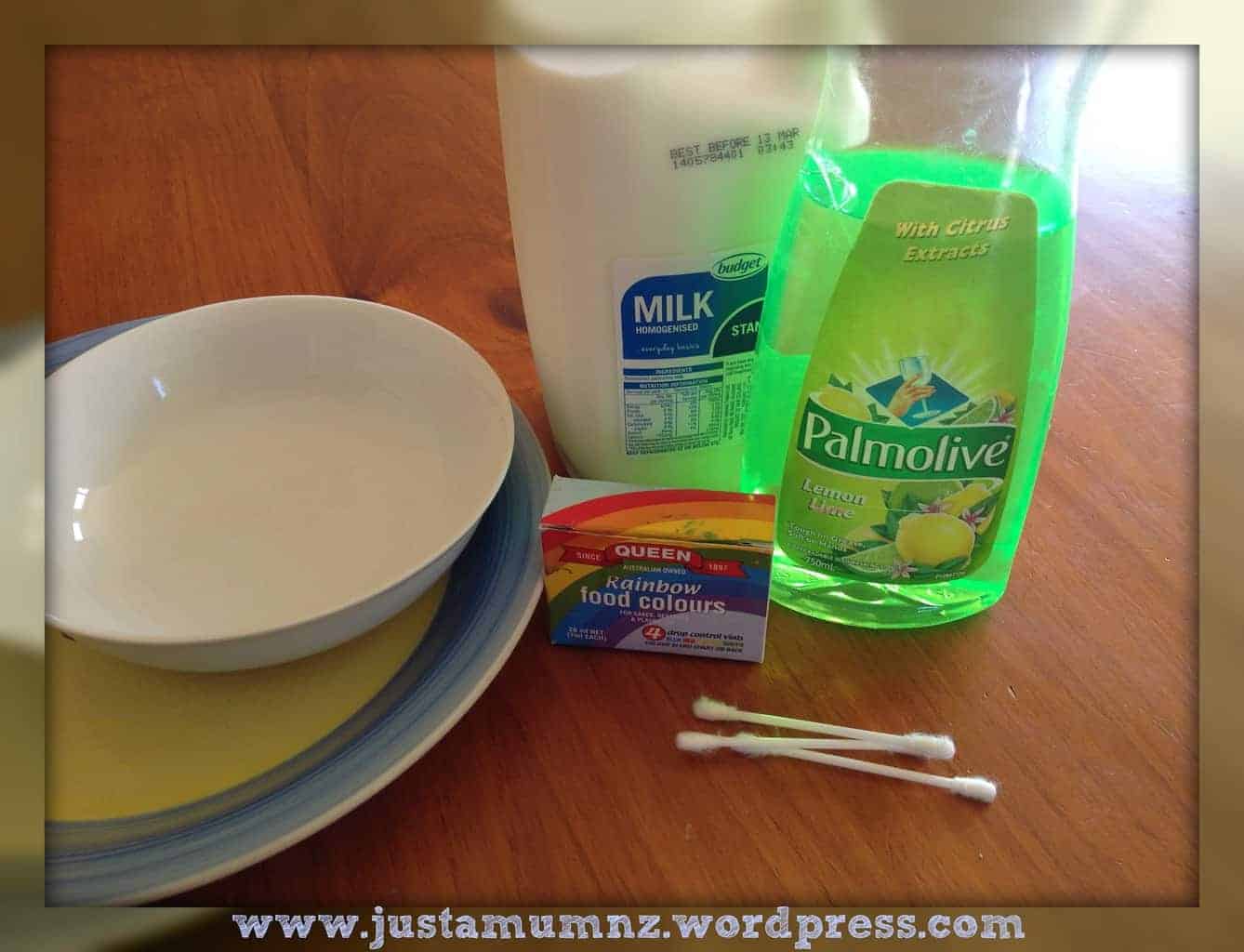 Magical Coloured Milk - Sciencey Fun - Just a Mum's Kitchen