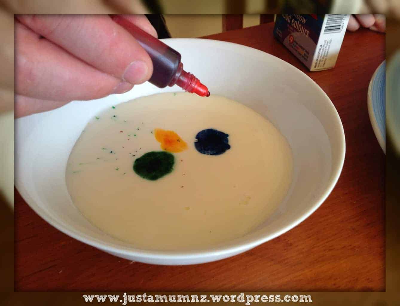 Magical Coloured Milk - Sciencey Fun - Just a Mum's Kitchen