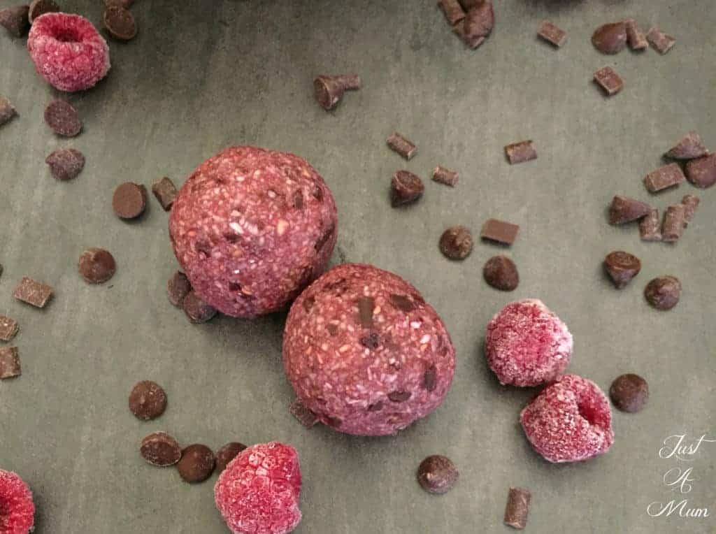 Raspberry Chocolate Bliss Balls - Just a Mum's Kitchen