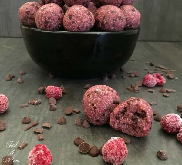Raspberry Chocolate Bliss Balls - Just a Mum's Kitchen