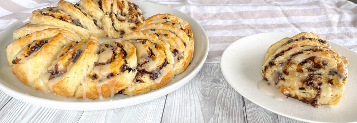 Apricot and Chocolate Scrolls - with a Vanilla Glaze - Just a Mum's Kitchen