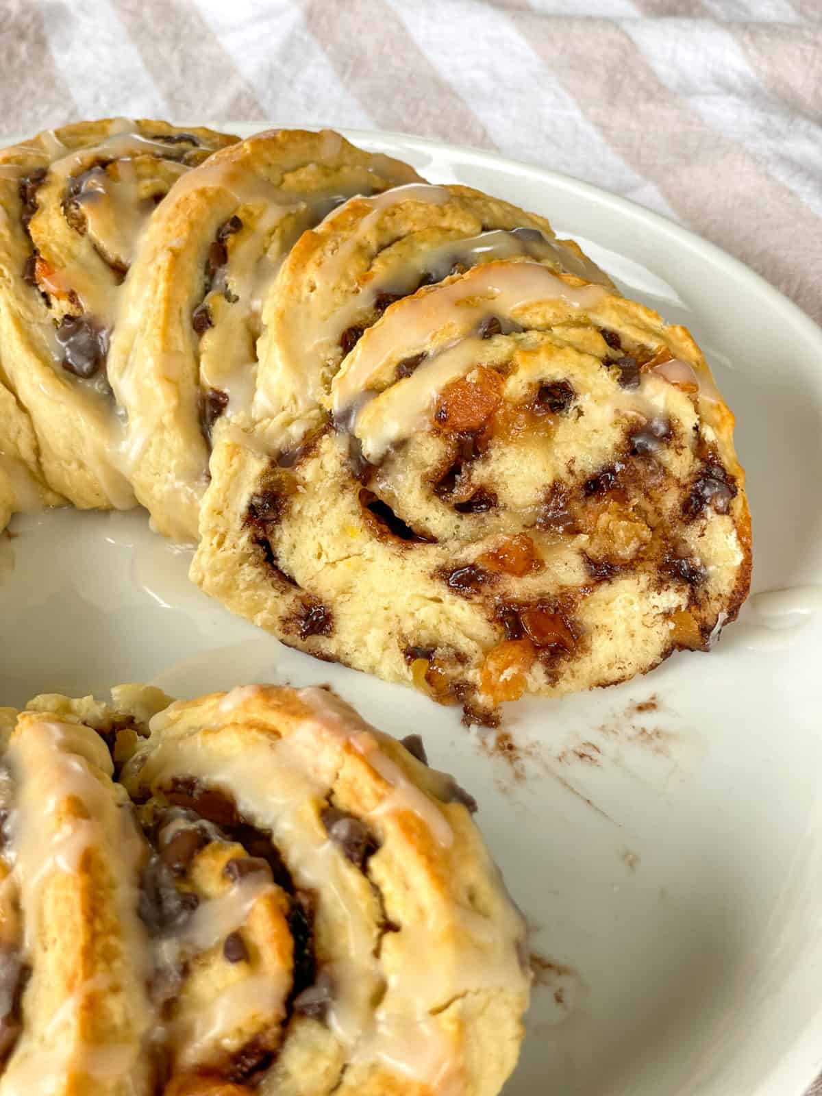 Apricot and Chocolate Scrolls - with a Vanilla Glaze - Just a Mum's Kitchen