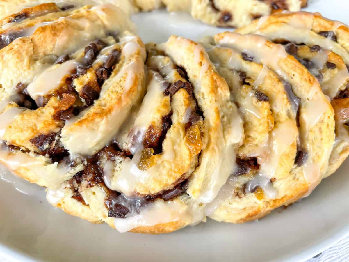 Apricot and Chocolate Scrolls - with a Vanilla Glaze - Just a Mum's Kitchen