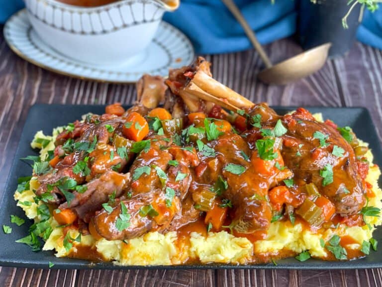 Slow Cooker Lamb Shanks in Red Wine - Just a Mum's Kitchen