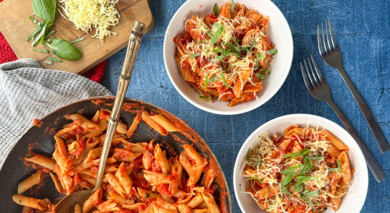 Tomato and Basil Penne Pasta - 15 Minute Meal! - Just a Mum's Kitchen